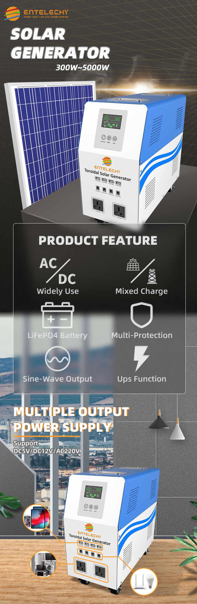 5000W Solar Power Generator - Entelechy energy
